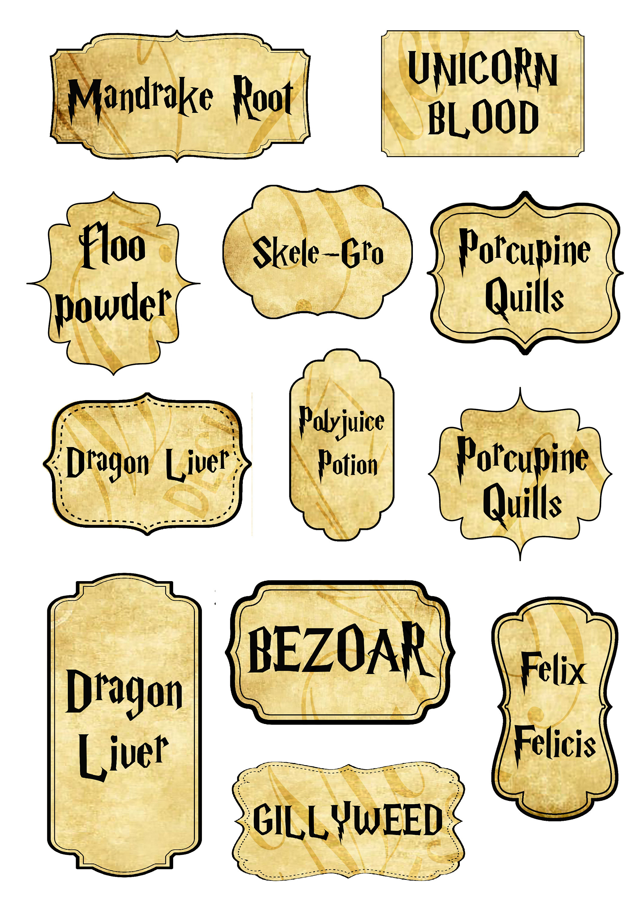 Wizard Potion Labels, DIY, Instant Download - Etsy