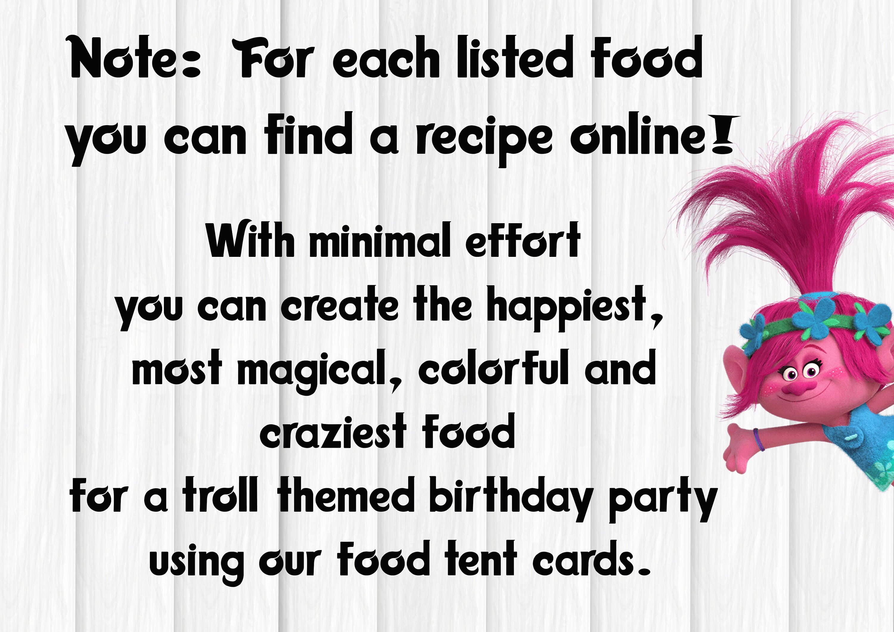 16 Trolls Food Tent Cards, Trolls Party Decor, DIY, Instant Download - Etsy