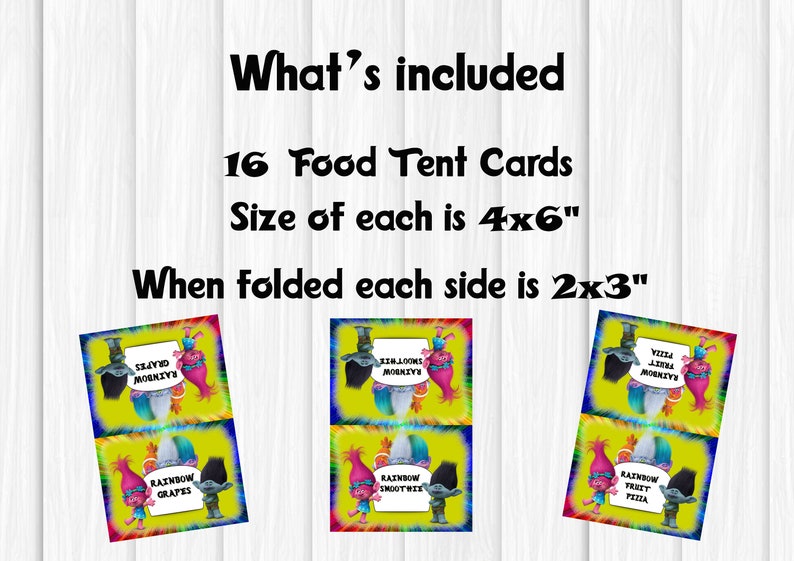 16 Trolls Food Tent Cards, Trolls Party Decor, DIY, Instant Download - Etsy