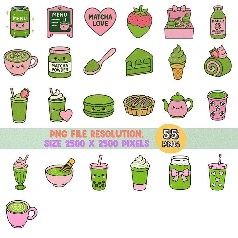 Matcha Green Tea Clipart: Watercolor Japanese Art (PNG Digital Download ...
