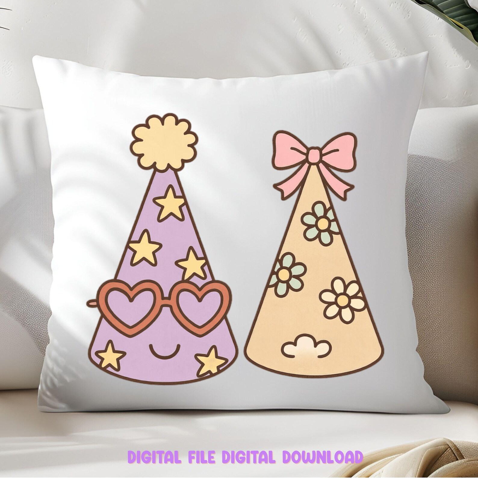 Pastel Birthday Party Clipart Bundle: Hand-drawn PNG Illustrations ...