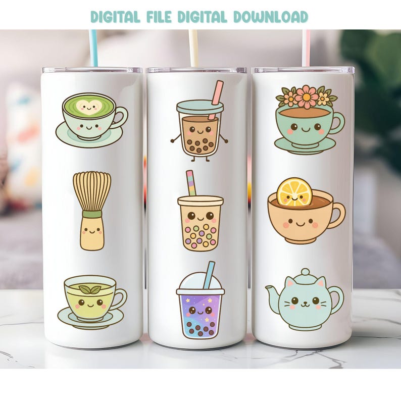 Kawaii Bubble Tea Clipart: Boba Tea PNG Set (digital Download) - Etsy