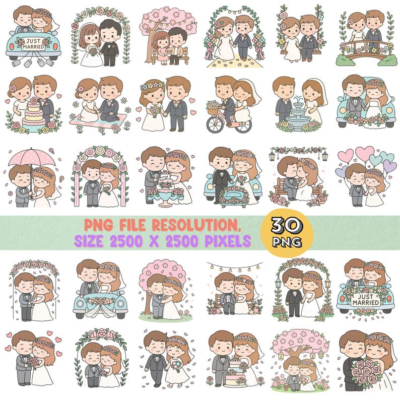 Chibi Bride Groom Clipart PNG, Kawaii Couple Illustration for ...