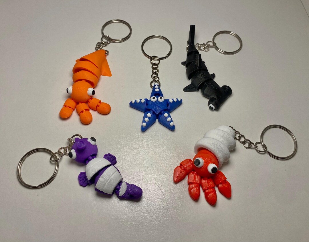 Articulated 3d-printed Ocean Animal Keychains - Etsy