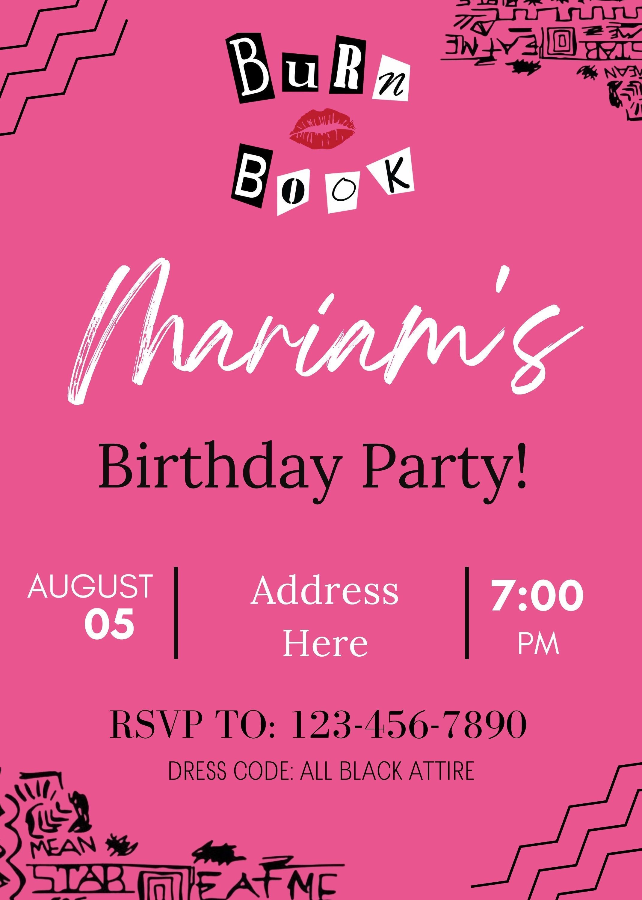 Mean Girl Themed Birthday Invitation - Etsy