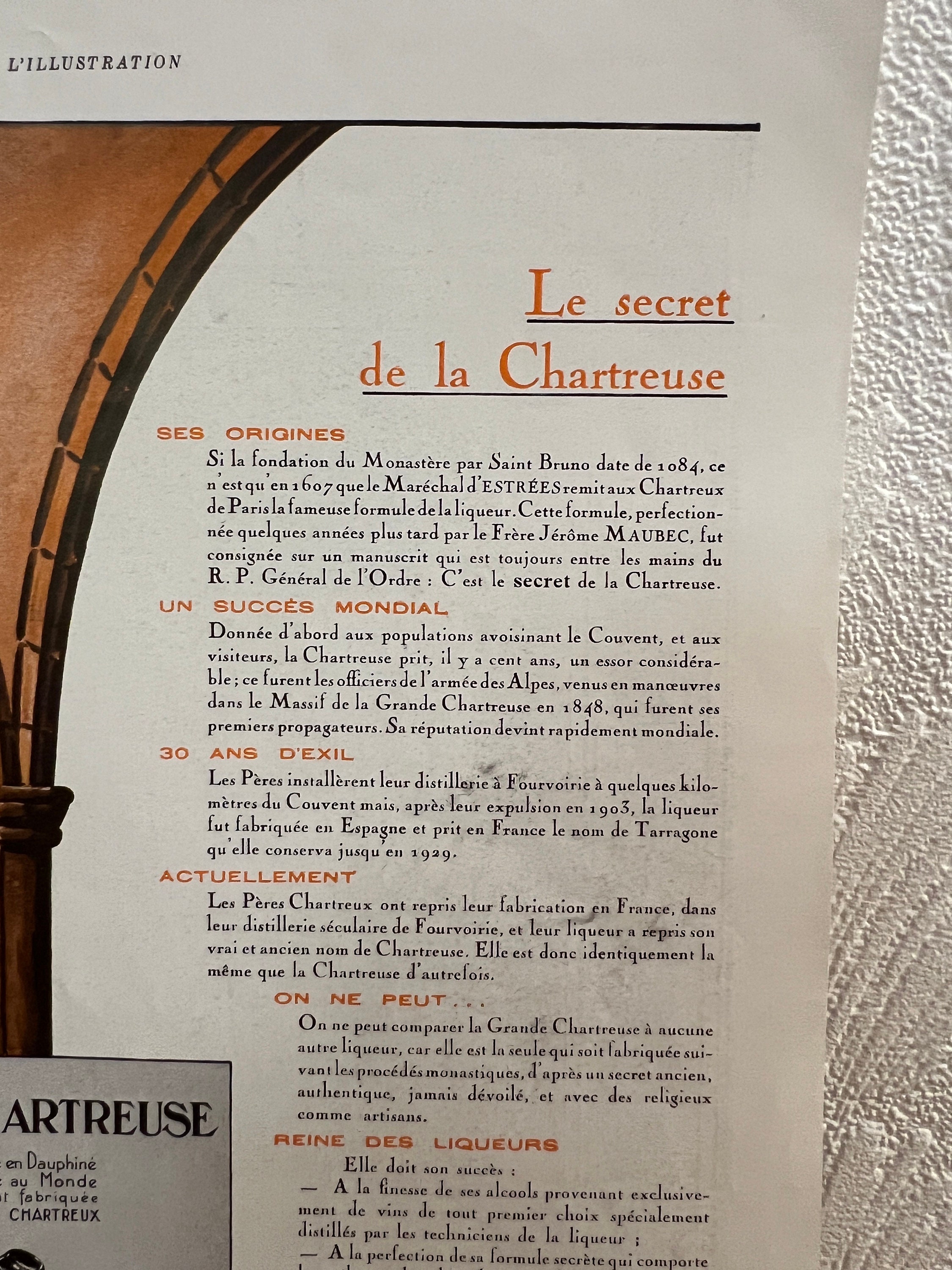 Rare Color Original French Vintage Chartreuse Advertisement Poster From ...
