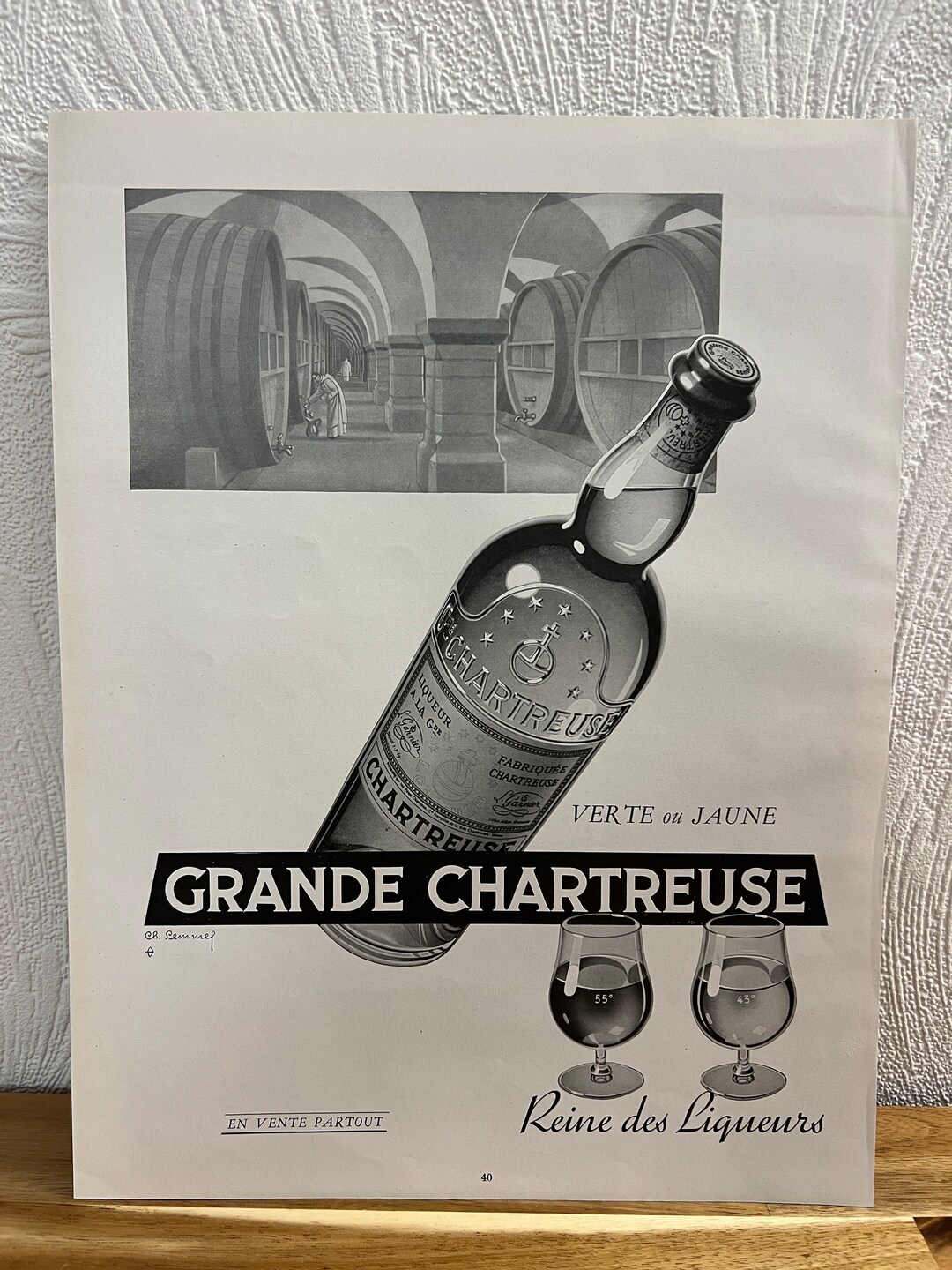 Original French Vintage Chartreuse Advertisement Poster From 80s ...