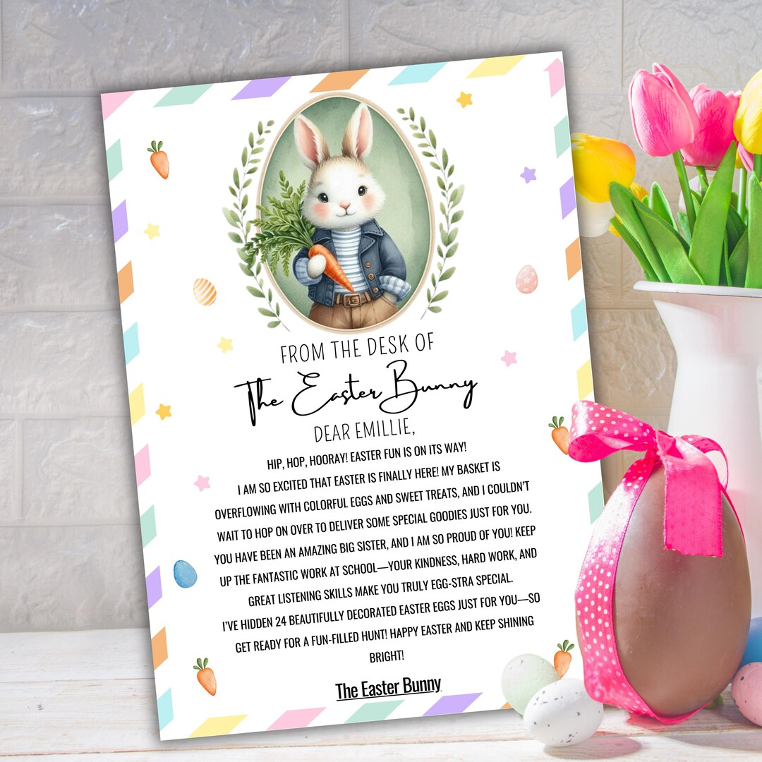 Editable Easter Bunny Letter | Personalized Printable Return Note From ...