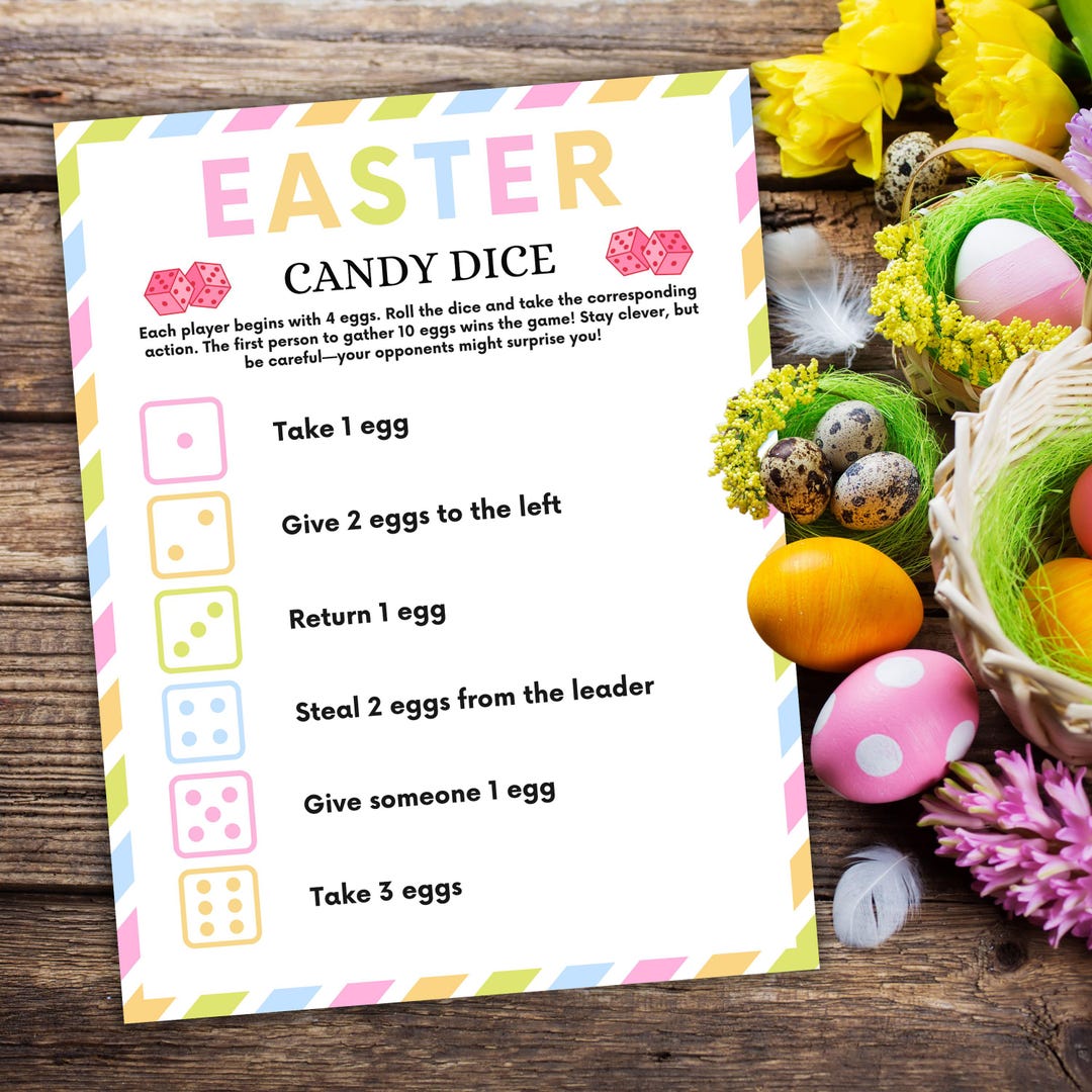 Printable Easter Egg Exchange Dice Game | Fun Easter Party Game, Kids ...