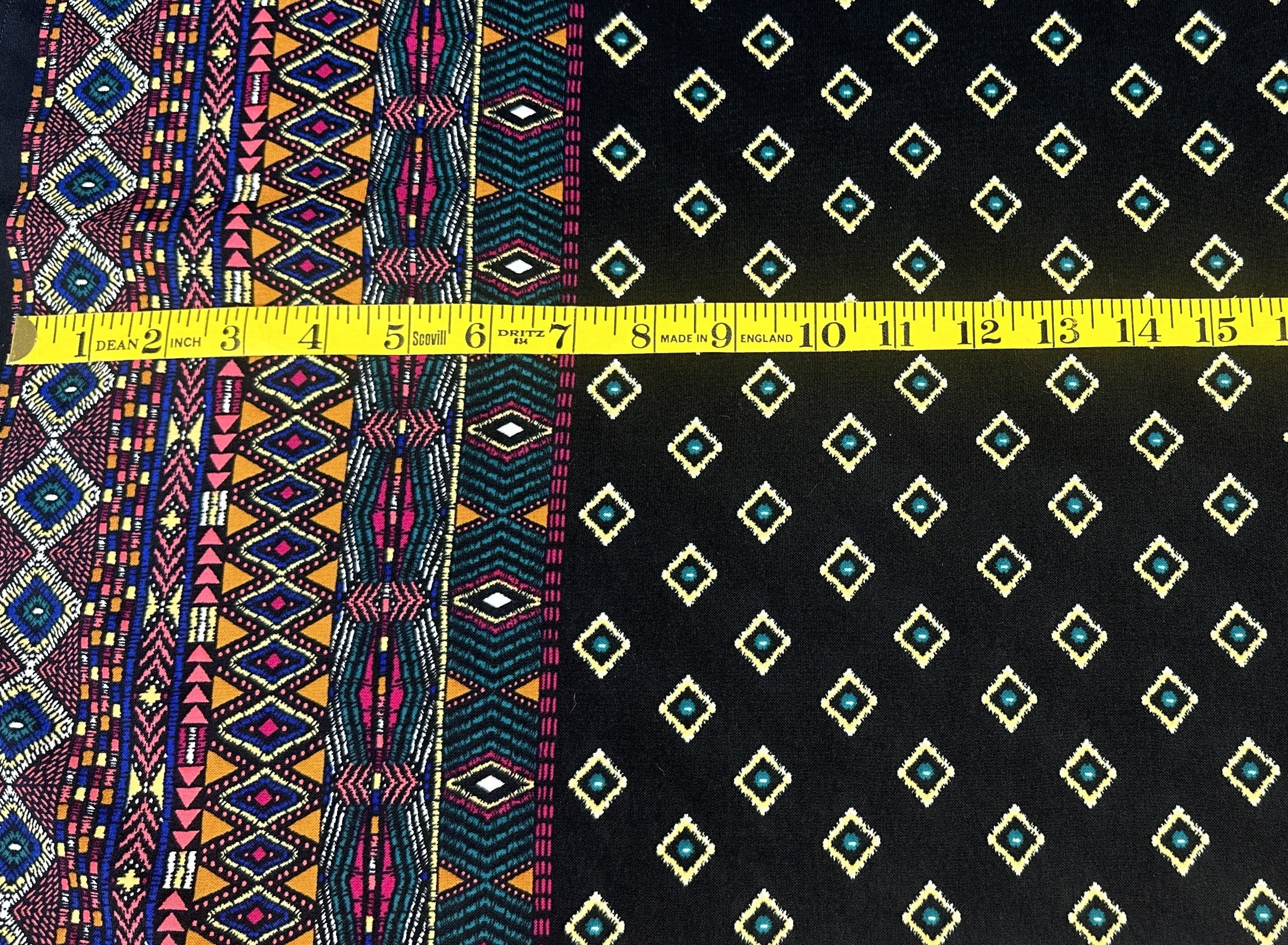 Colorful Border Print Fabric | Black Fabric With Double Border Print ...