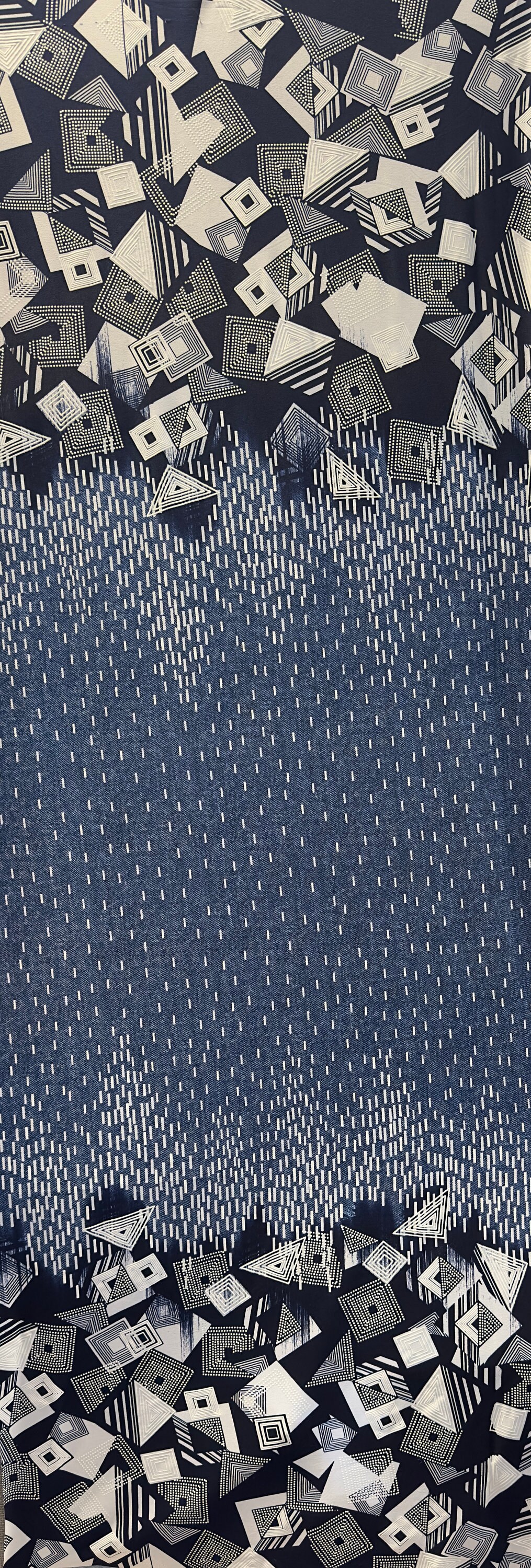 Blue Geometric Border Print Knit Fabric | Fabric by the Yard - Etsy