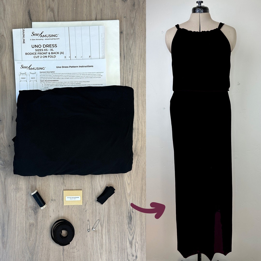 Sewing Project Kit | Uno Dress | Knit Black Fabric - Etsy