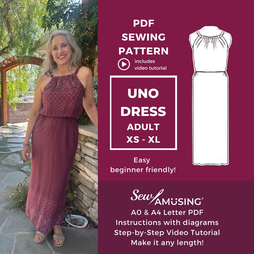 Uno Dress Sewing Pattern - PDF Digital Download | Easy to Sew ...