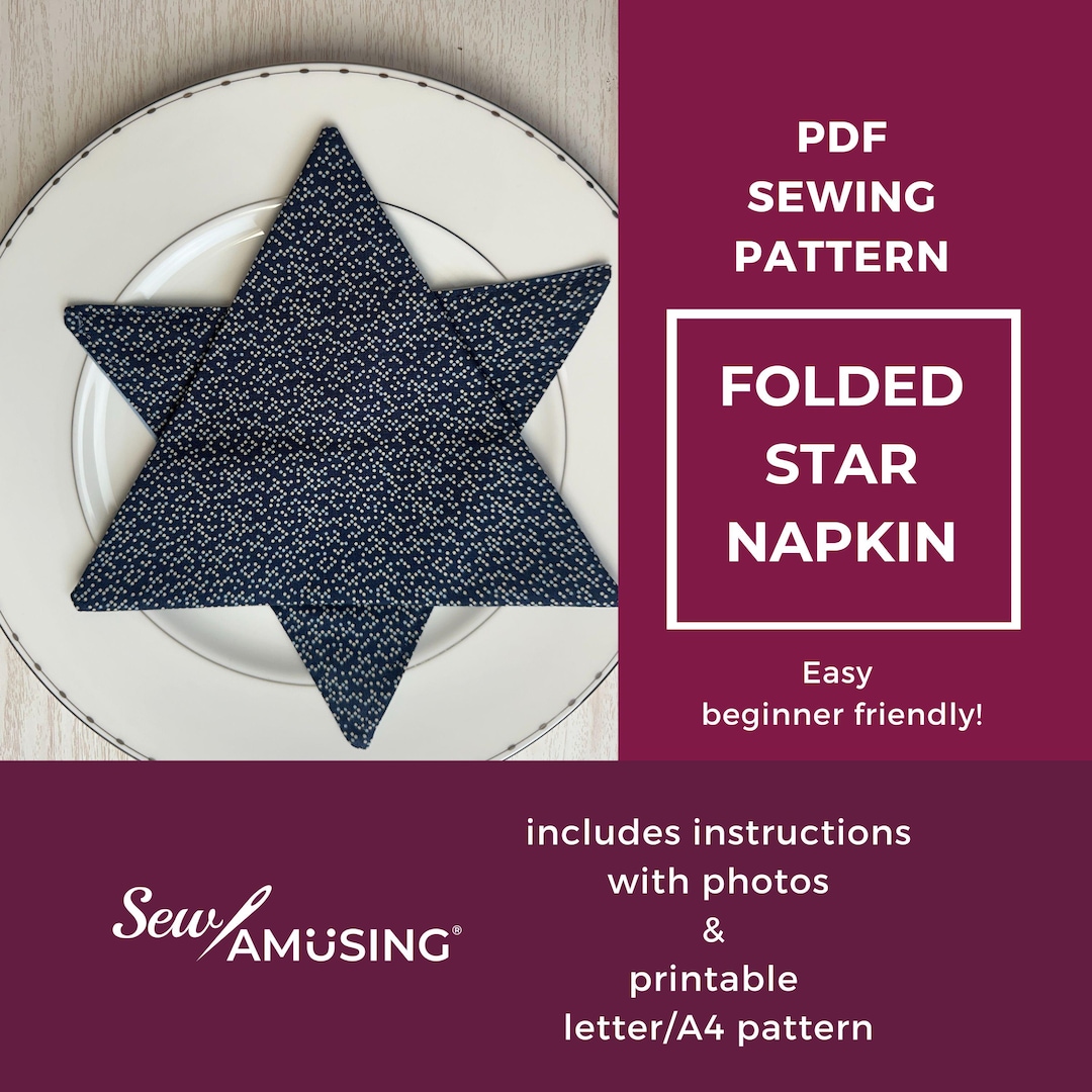 Folded Star Napkin Sewing Pattern - PDF Digital Download | Hanukkah ...