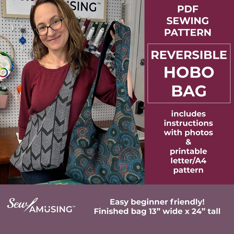 Reversible Hobo Bag Sewing Pattern - PDF Digital Download | Easy to Sew ...