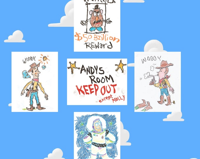 Andy's Room Inspired Drawings, Toy Story Wall Art, Kids Room Decor ...