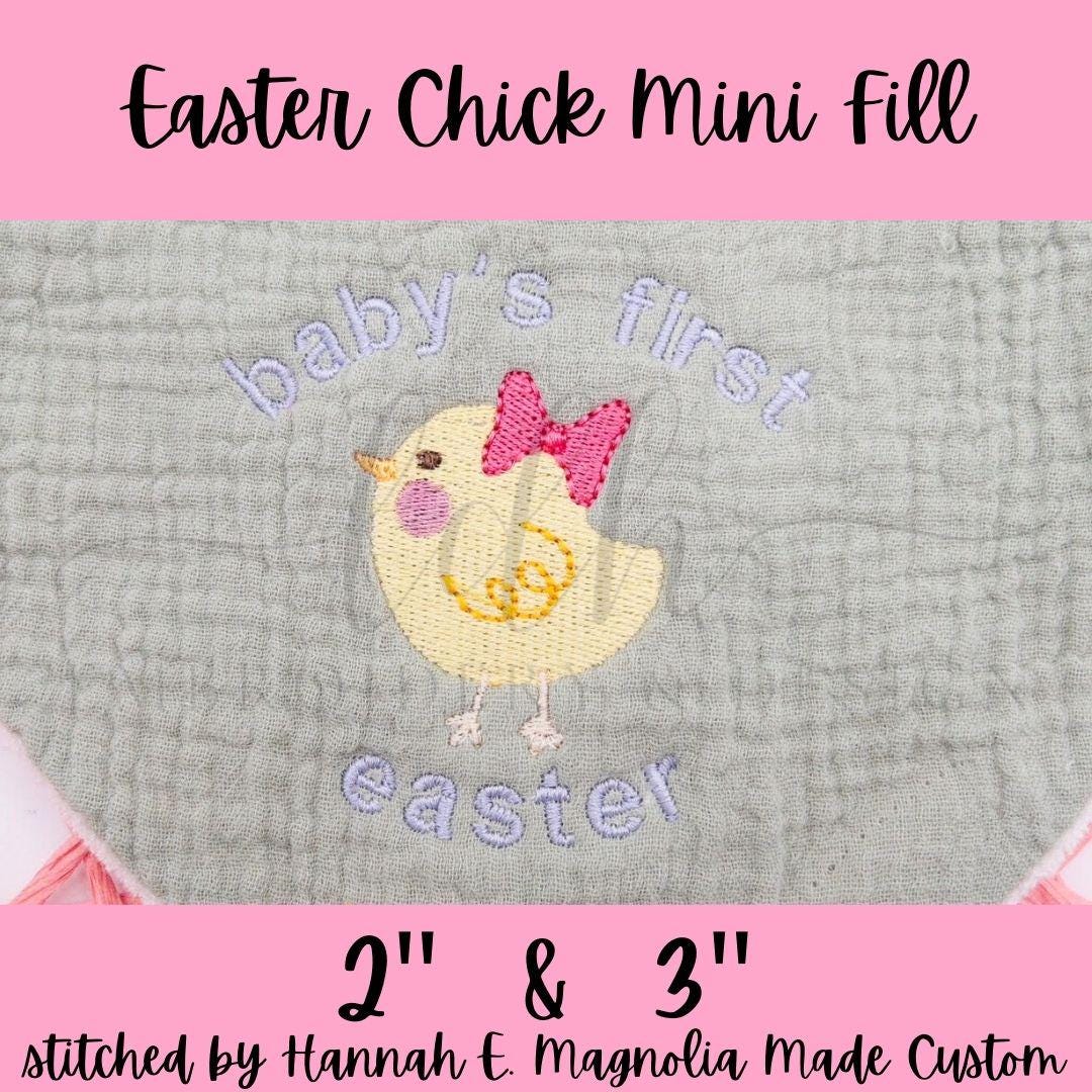 Baby Chick Fill Stitch Mini Embroidery Design File Spring Easter Bow ...