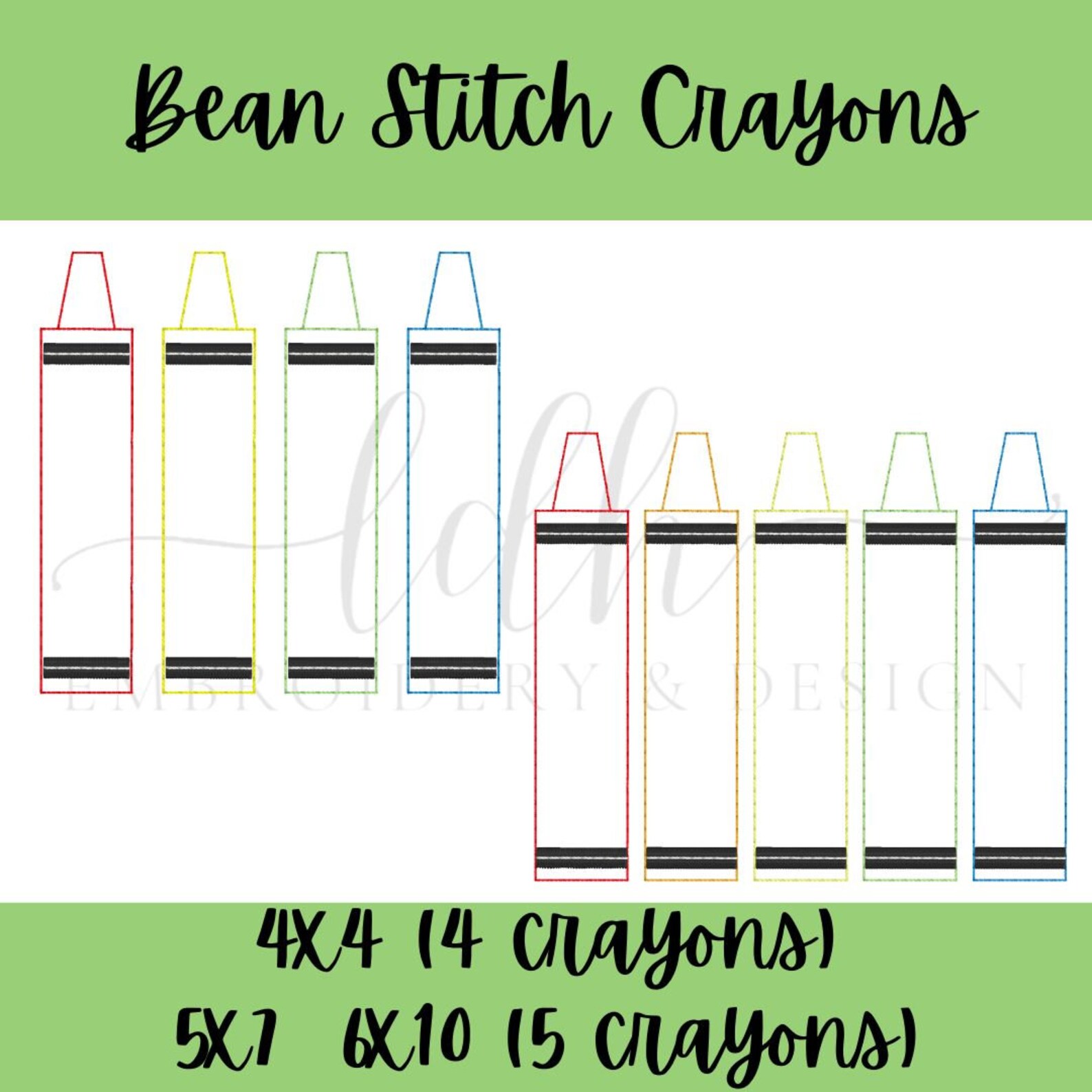 Bean Stitch Crayons Machine Embroidery Design Back to School First Day ...
