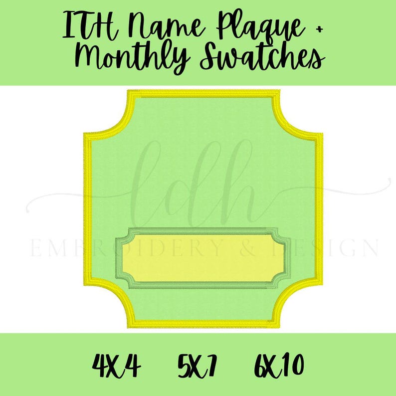 ITH Square Name Plaque + Monthly Swatches Embroidery Design File - Etsy