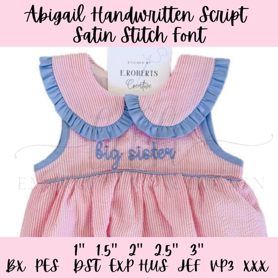 Abigail Satin Stitch Handwritten Script Machine Embroidery Font Cursive ...