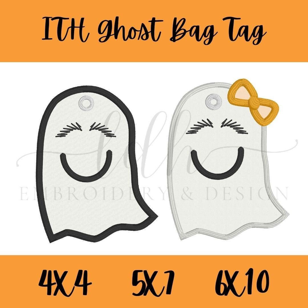 ITH Applique Girl & Boy Ghost Bag Tags Embroidery Design File in the ...