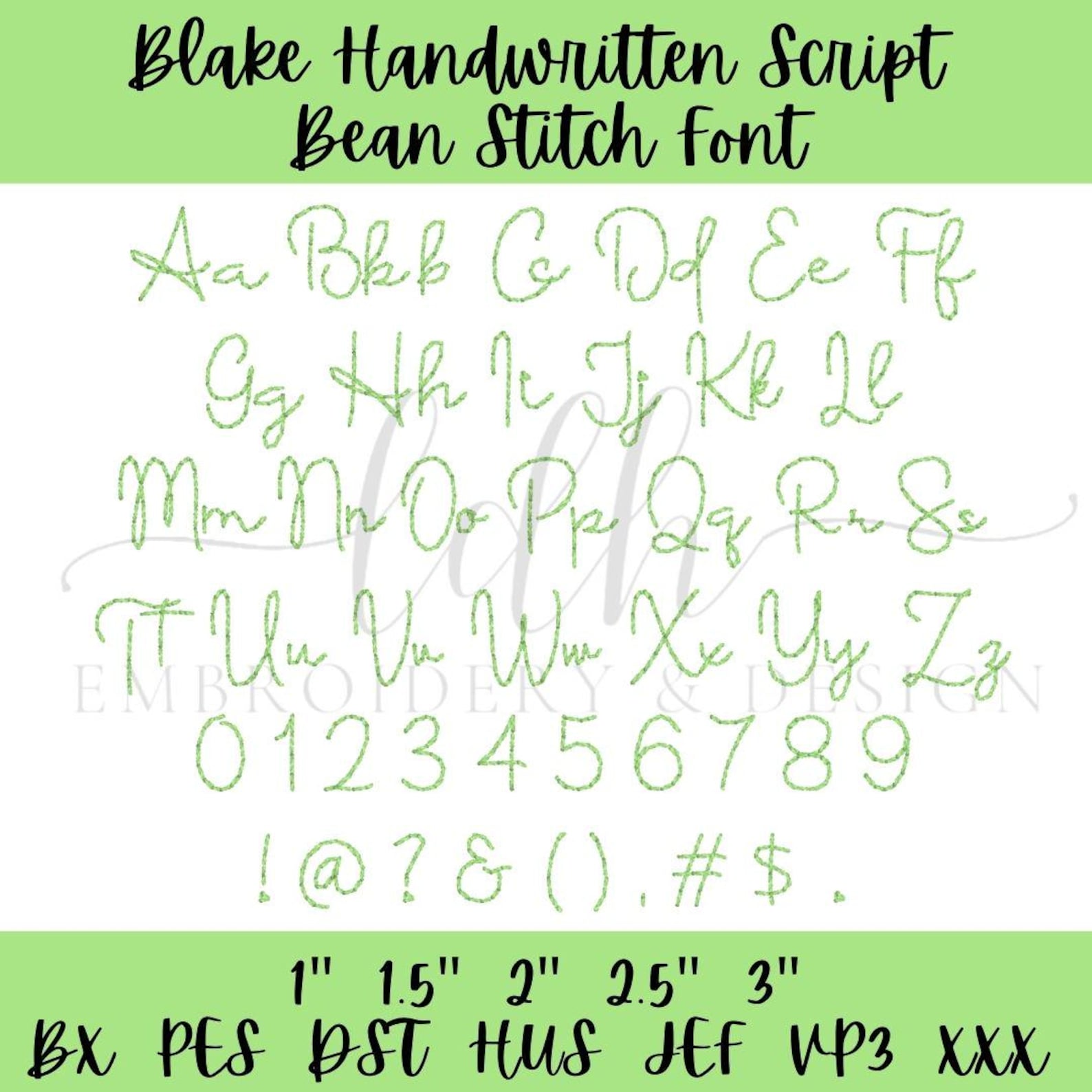 Blake Handwritten Script Bean Stitch Machine Embroidery Font Quick ...