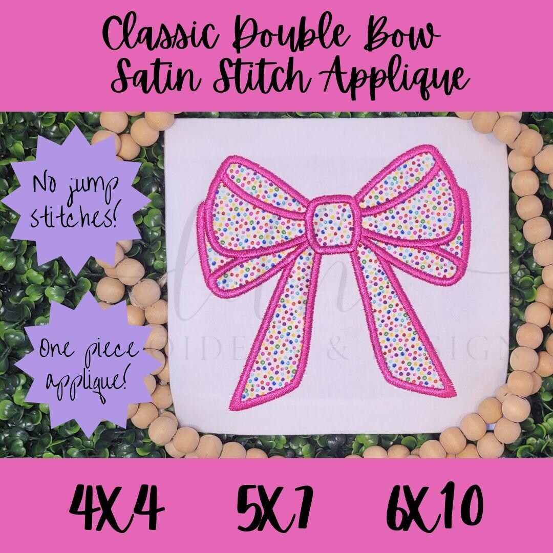 Classic Double Bow Satin Stitch Applique Embroidery Design File - Etsy