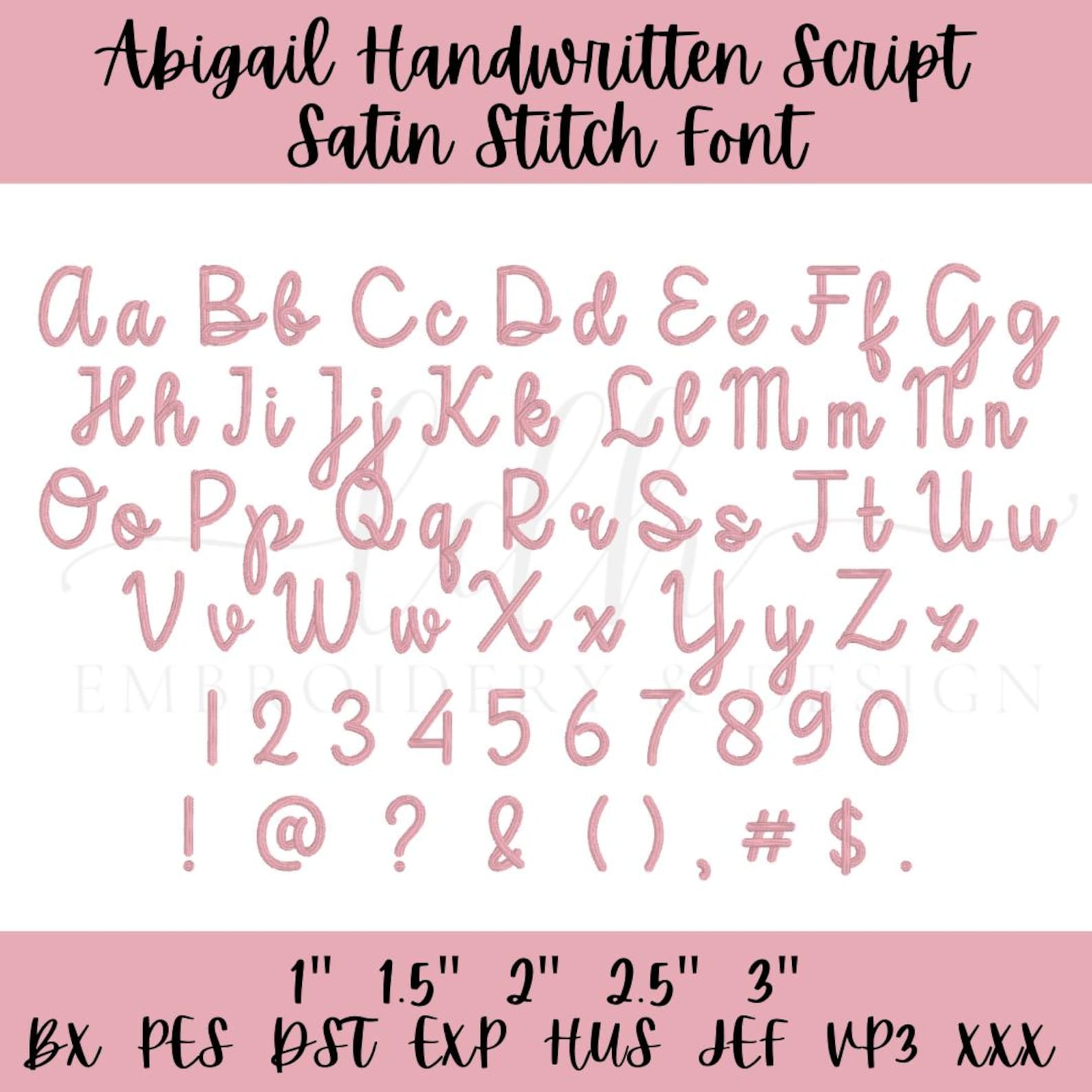 Abigail Satin Stitch Handwritten Script Machine Embroidery Font Cursive ...