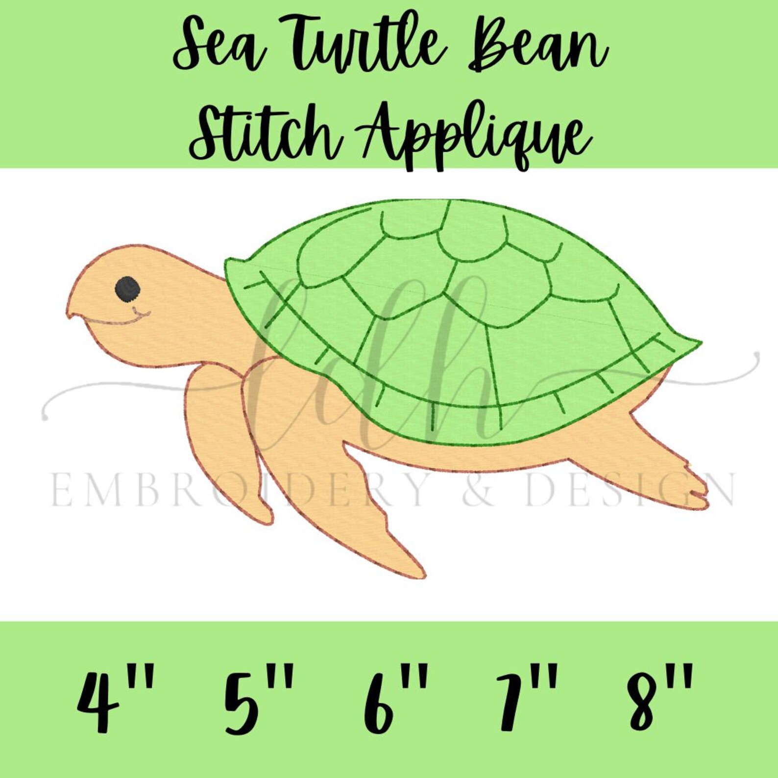 Bean Stitch Sea Turtle Applique Embroidery Design File - Etsy