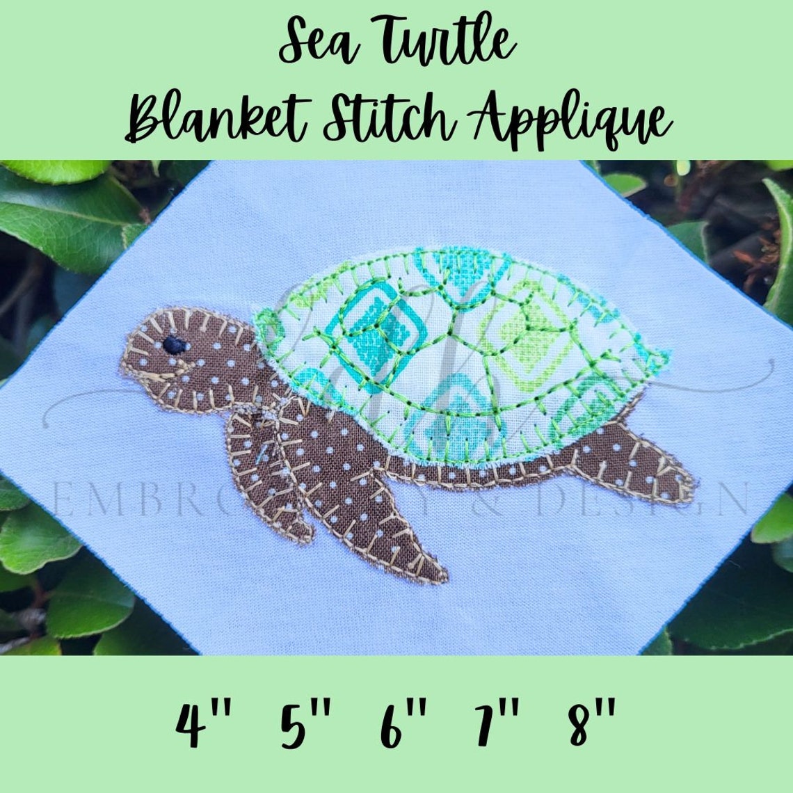 Blanket Stitch Sea Turtle Applique Machine Embroidery Design - Etsy