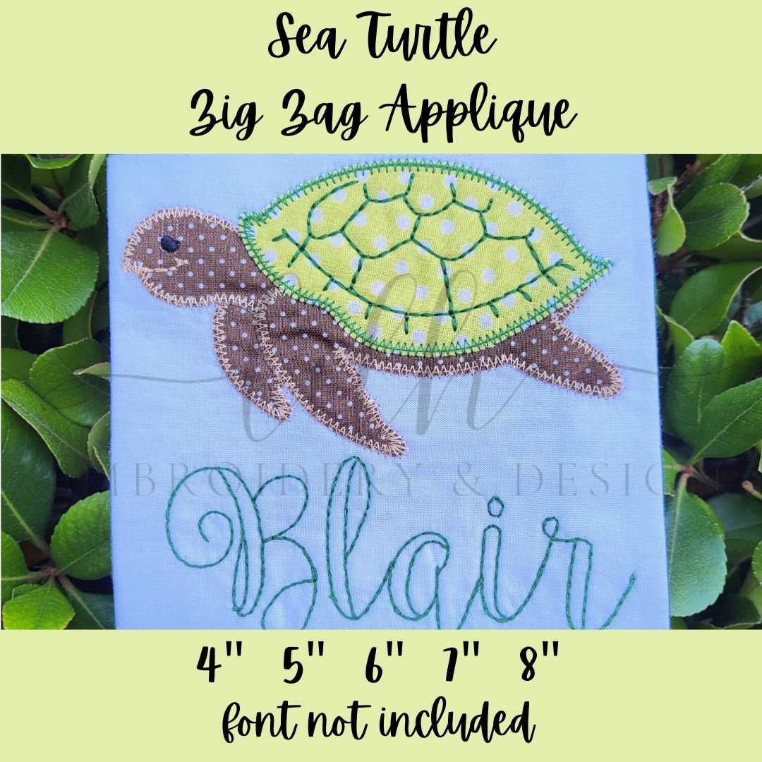 Zig Zag Stitch Sea Turtle Applique Embroidery Design File - Etsy