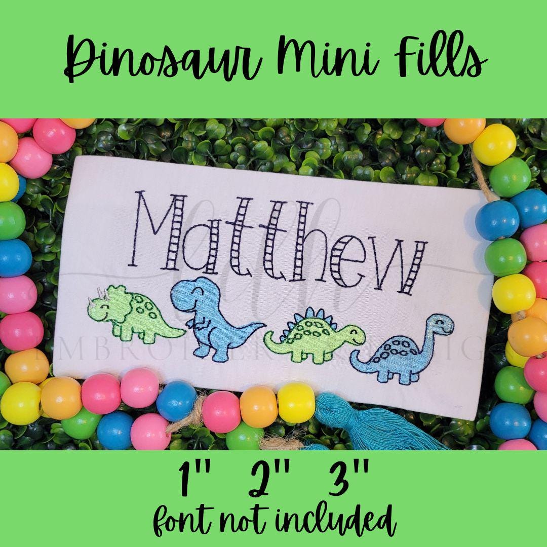 Dinosaur Mini Fill Stitch Set Embroidery Design Files Brontosaurus ...