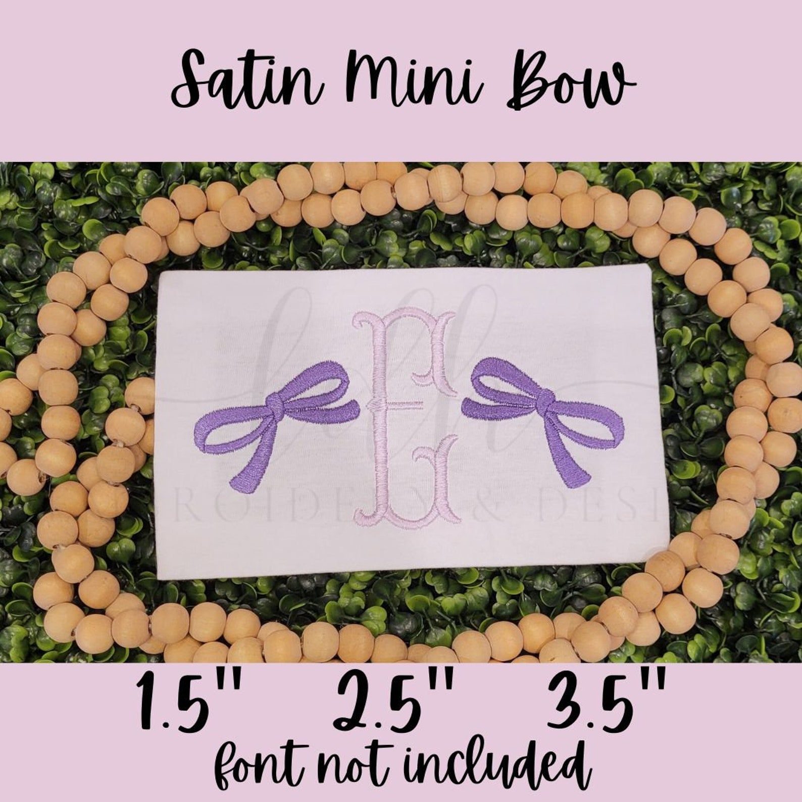 Satin Mini Bows With & Without Trim Machine Embroidery Design Bow ...