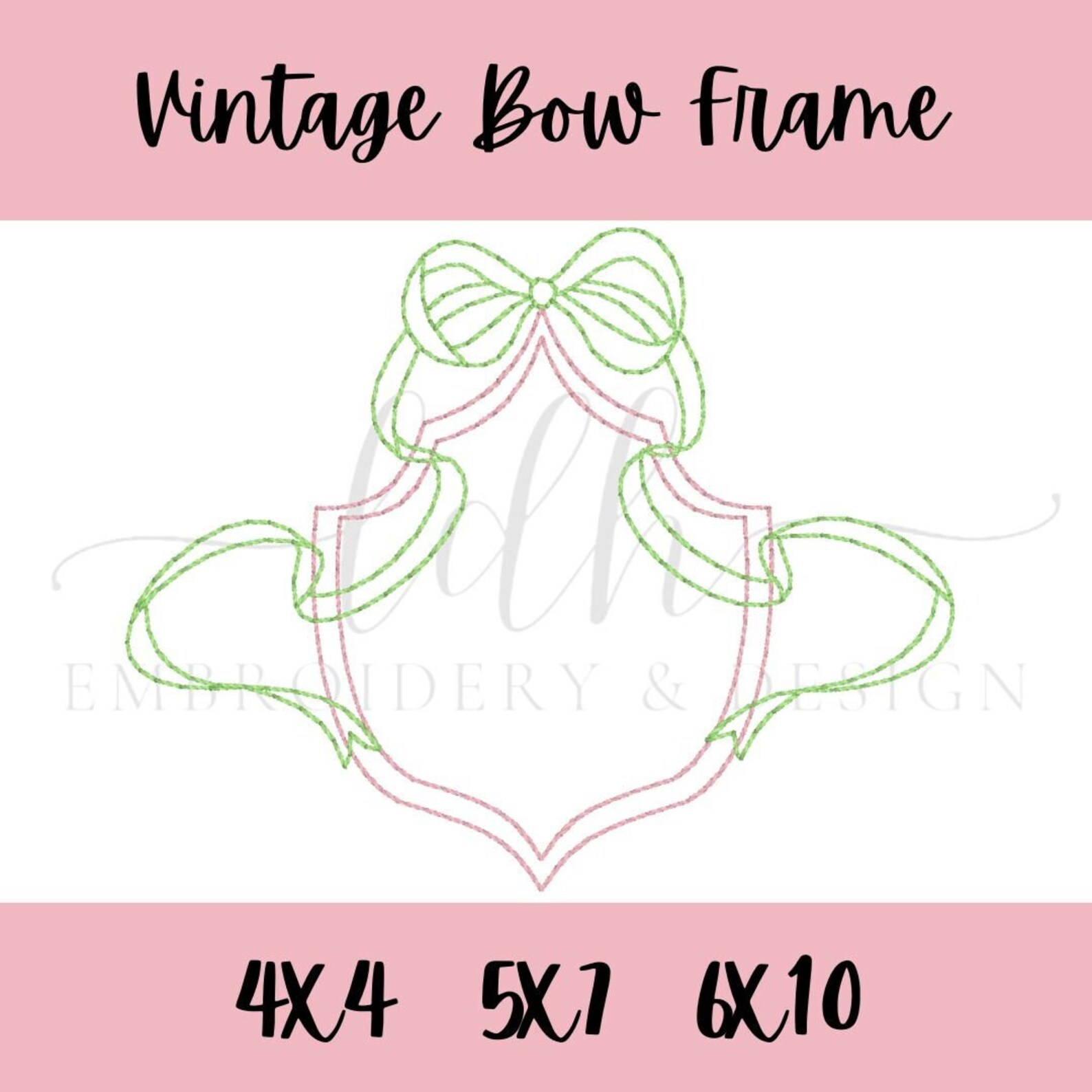 Vintage Bow + Frame Bean Stitch Machine Embroidery Design Heirloom ...