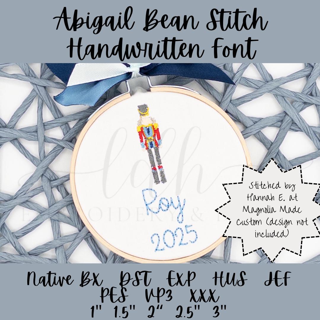 Abigail Handwritten Script Bean Stitch Machine Embroidery Font Quick ...