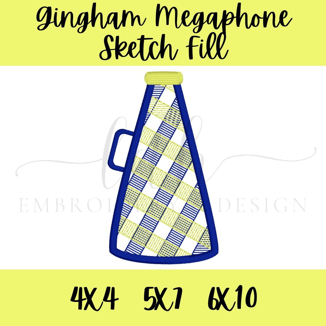 Sketch Fill Gingham Megaphone Machine Embroidery Design Football ...