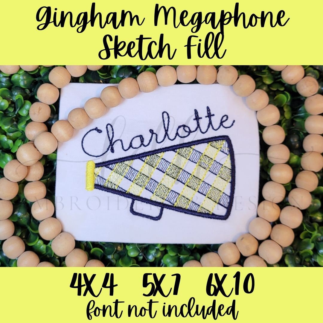 Sketch Fill Gingham Megaphone Machine Embroidery Design Football ...