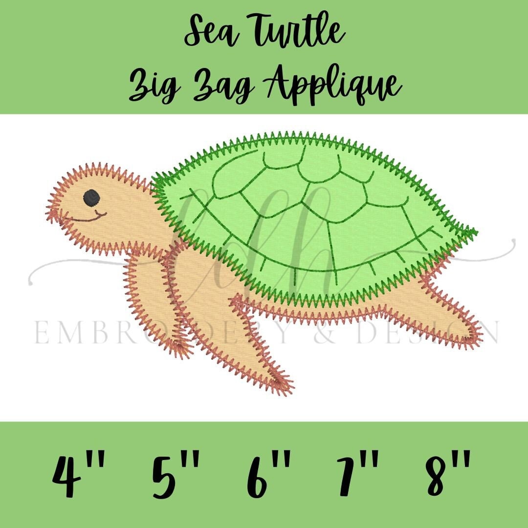 Zig Zag Stitch Sea Turtle Applique Embroidery Design File - Etsy