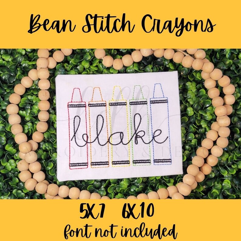 Bean Stitch Crayons Machine Embroidery Design Back to School First Day ...