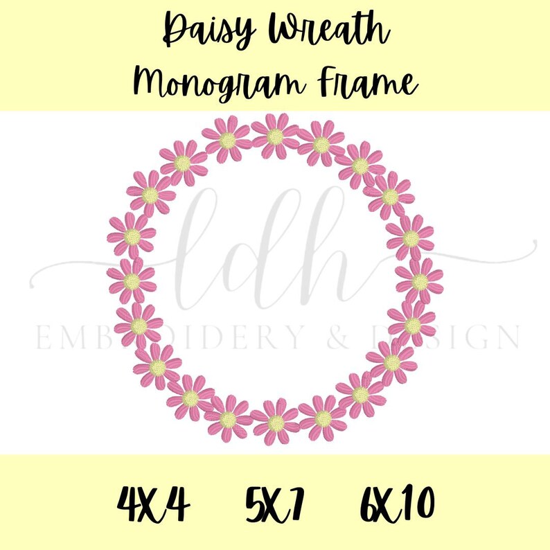 Daisy Wreath Monogram Frame Machine Embroidery Design - Etsy