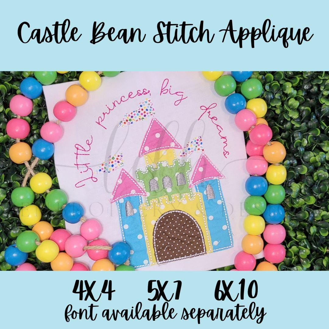 Bean Stitch Applique Castle Machine Embroidery Design File - Etsy