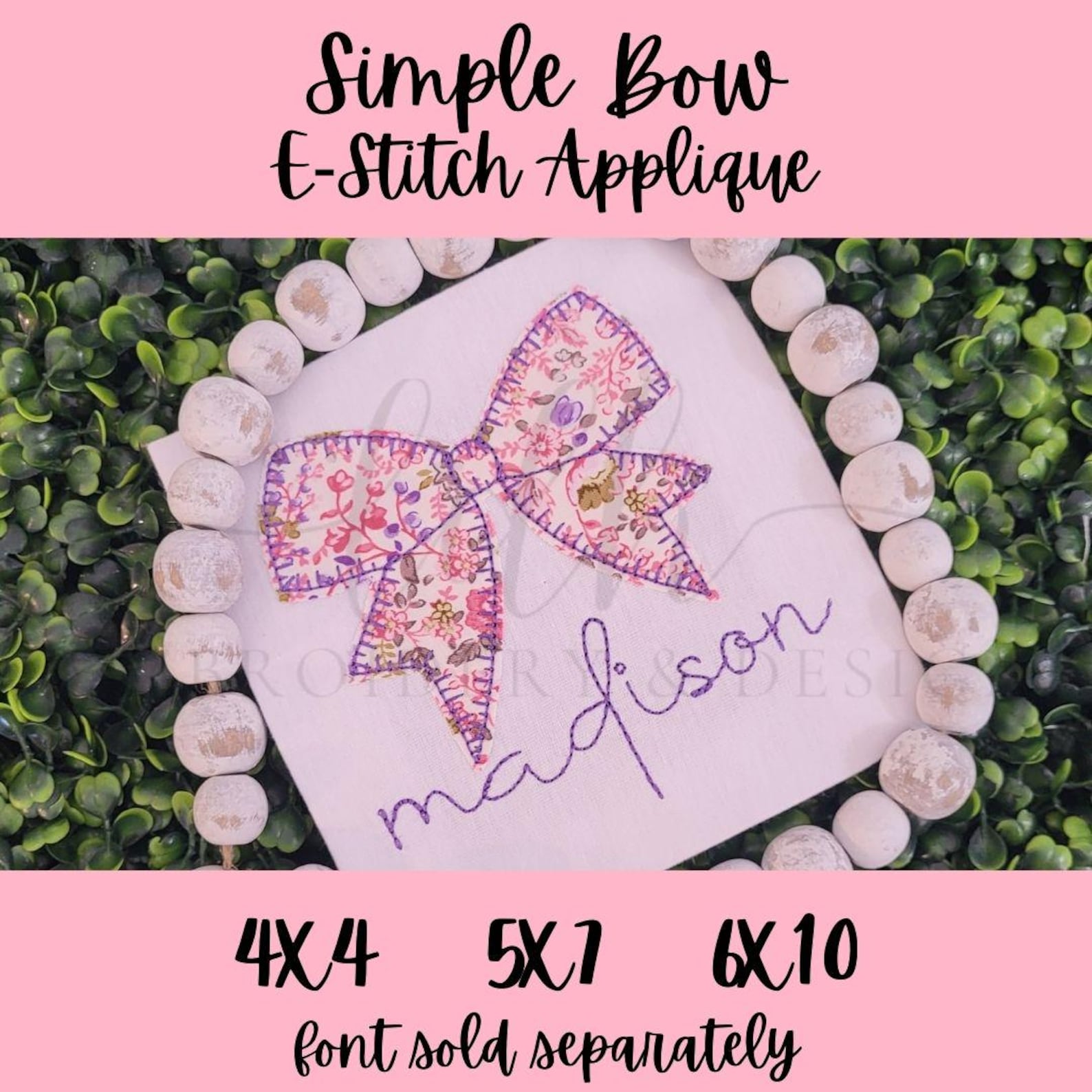 Simple Bow E-stitch Stitch Applique Embroidery Design File - Etsy