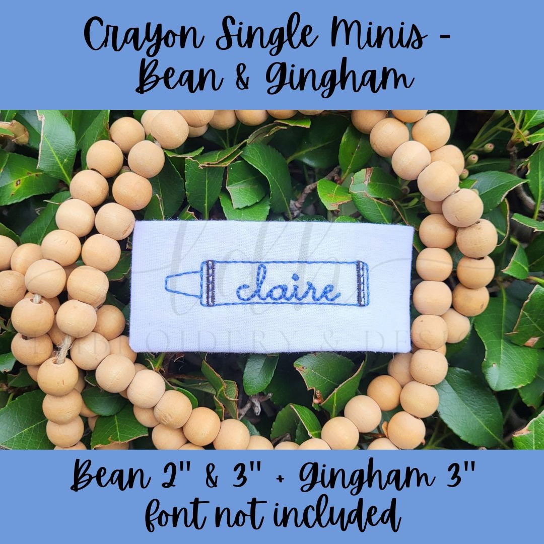 Crayon Mini Bean Stitch & Gingham Sketch Fill Machine Embroidery Design ...