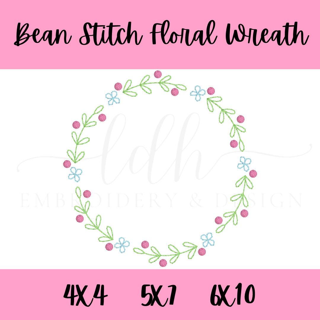 Bean Stitch Floral Wreath Embroidery Machine Design - Etsy