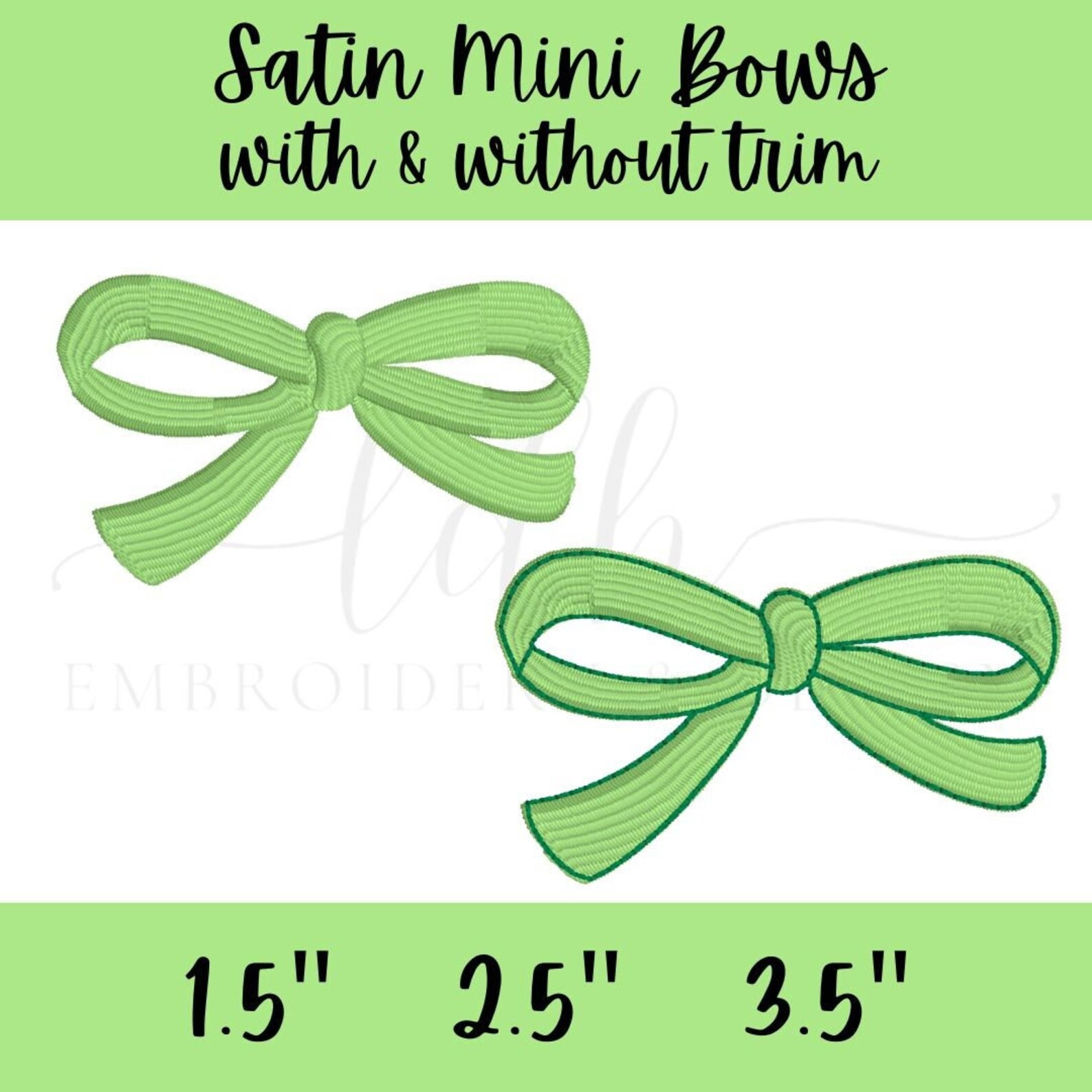 Satin Mini Bows With & Without Trim Machine Embroidery Design Bow ...