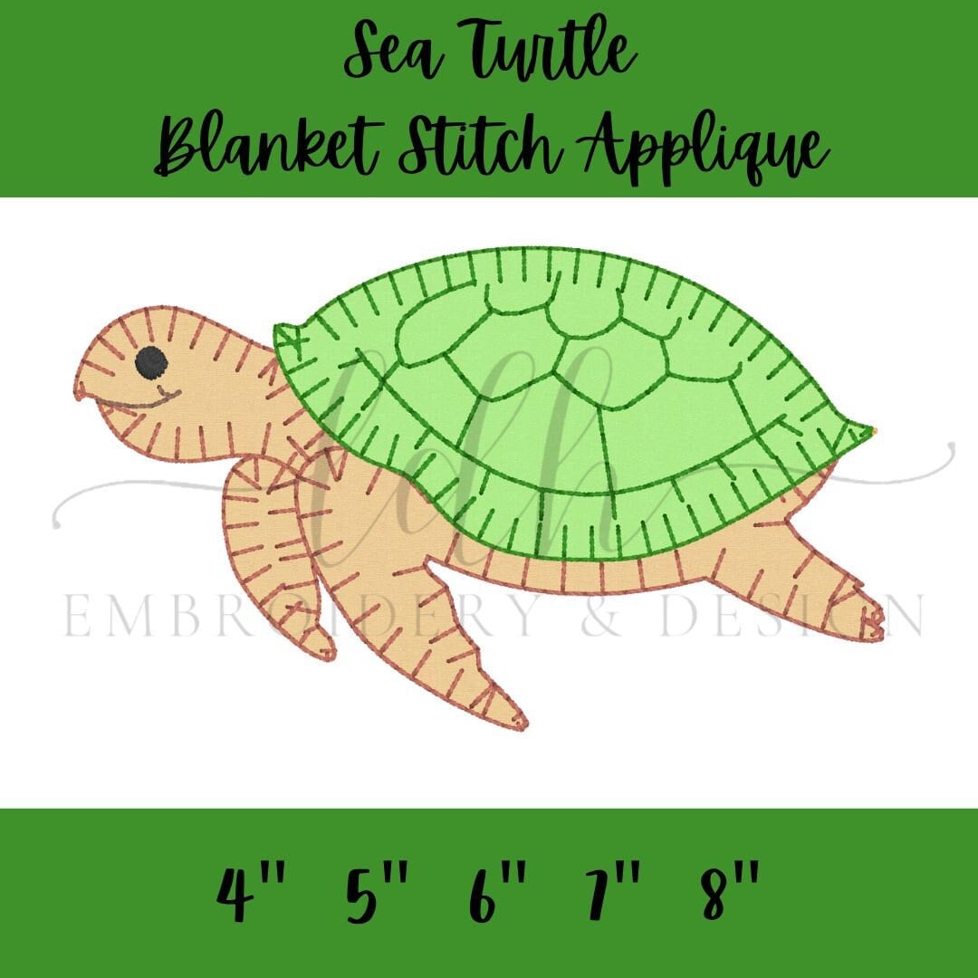 Blanket Stitch Sea Turtle Applique Machine Embroidery Design - Etsy