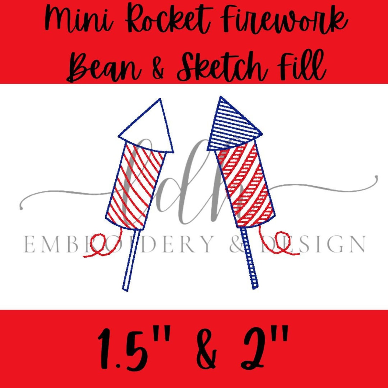 Rocket Firework Bean and Sketch Fill Mini Embroidery Design File - Etsy