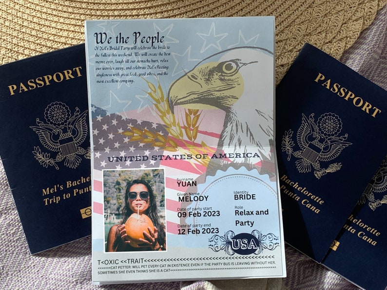 Passport DIY: Bachelorette, Spring Break, Summer Vacation, Beach Trip ...