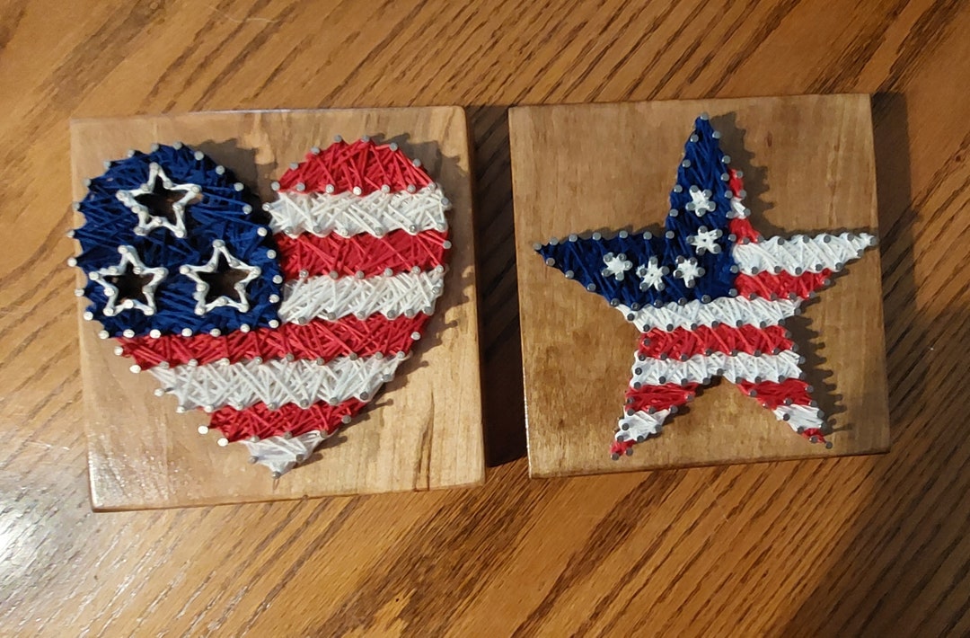 American Flag Heart String Art | American Flag Star String Art | Gift ...