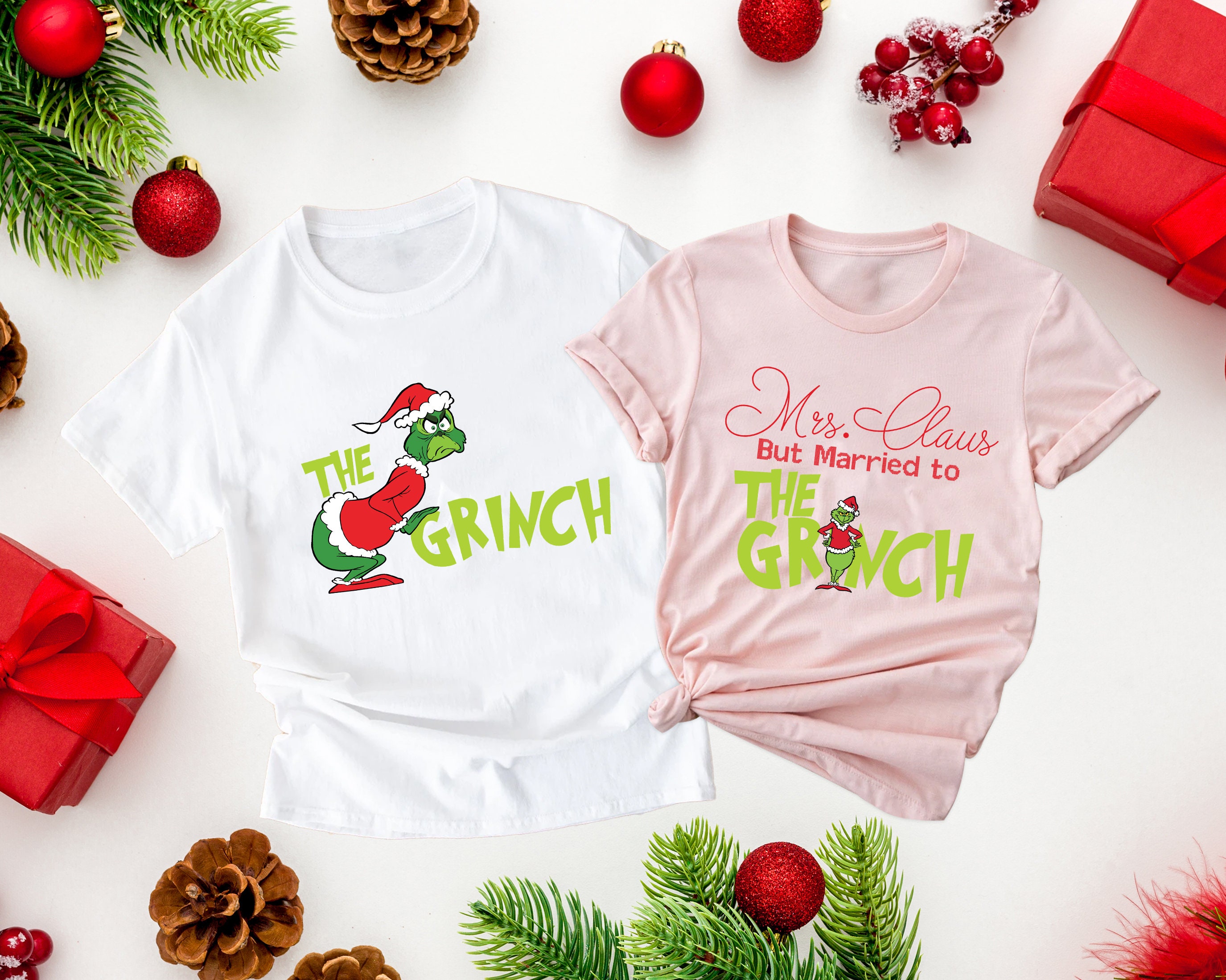 Mrs Claus but Married to the Grinch | Grinch Couple Shirt | Christmas ...